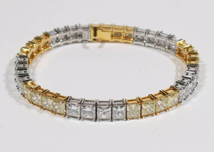 Yellow & White Diamond Line Bracelet