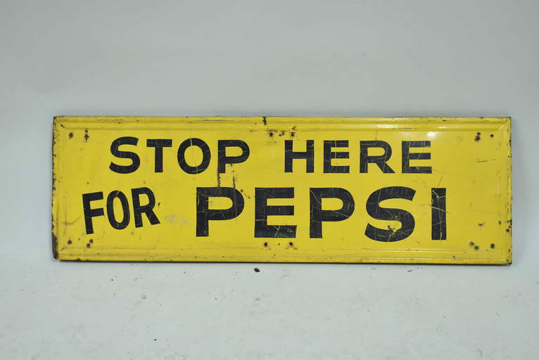 Vintage Metal Painted Pepsi Advertising Sign