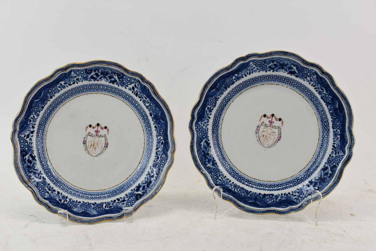 Pair Of Chinese Export Armorial Plates