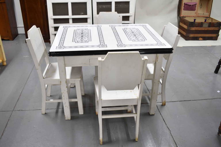 Black And White Enamel Kitchen Table