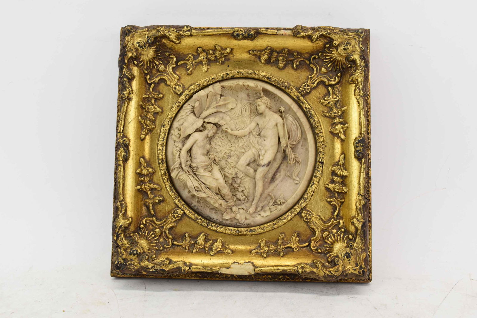 Antique E. W. Wyon Carved Marble Relief Plaque