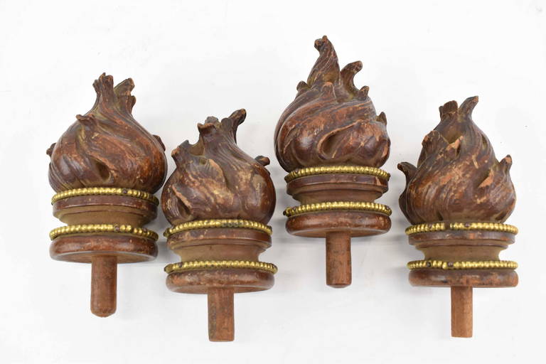 4 Wooden Flame Finials