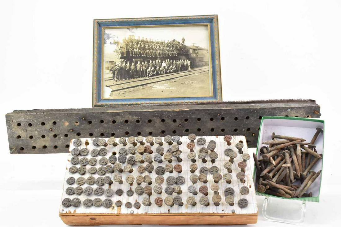 Collection Of Vintage Dated Railroad Nails