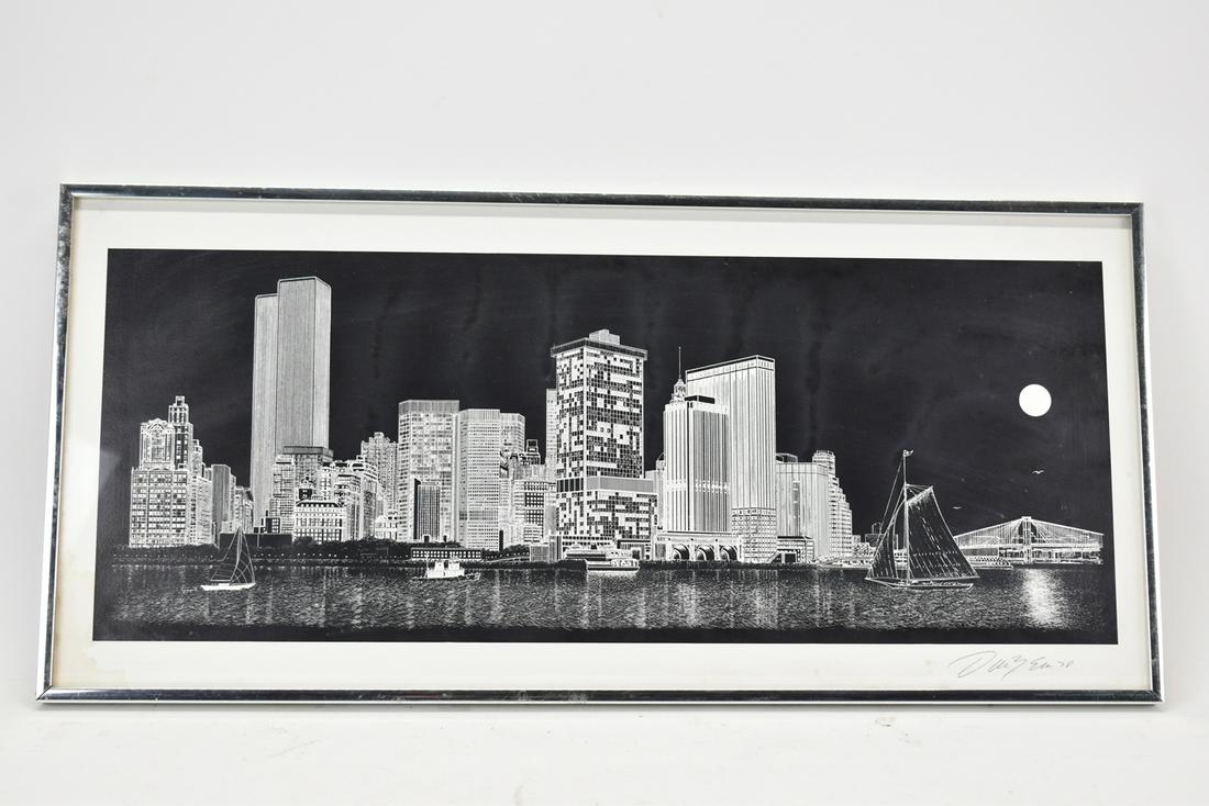 Delbart Duchein Lithograph Of Manhattan