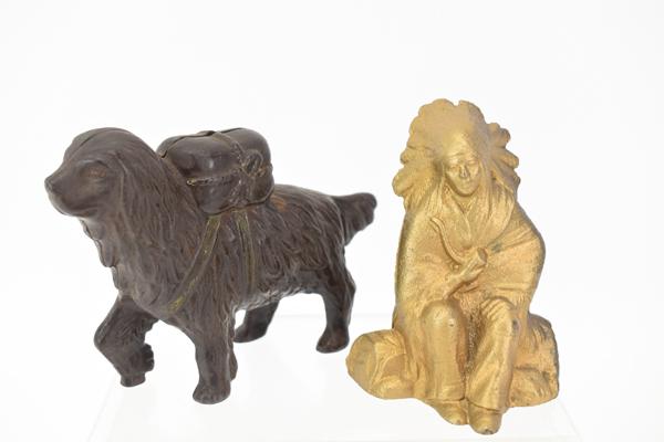 Two Vintage Cast Metal Coin Banks