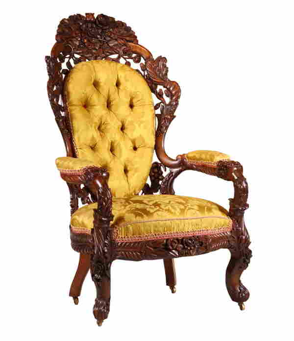 Rococo Revival Rosewood Cornucopia Armchair (#0036) on May 25, 2022 ...