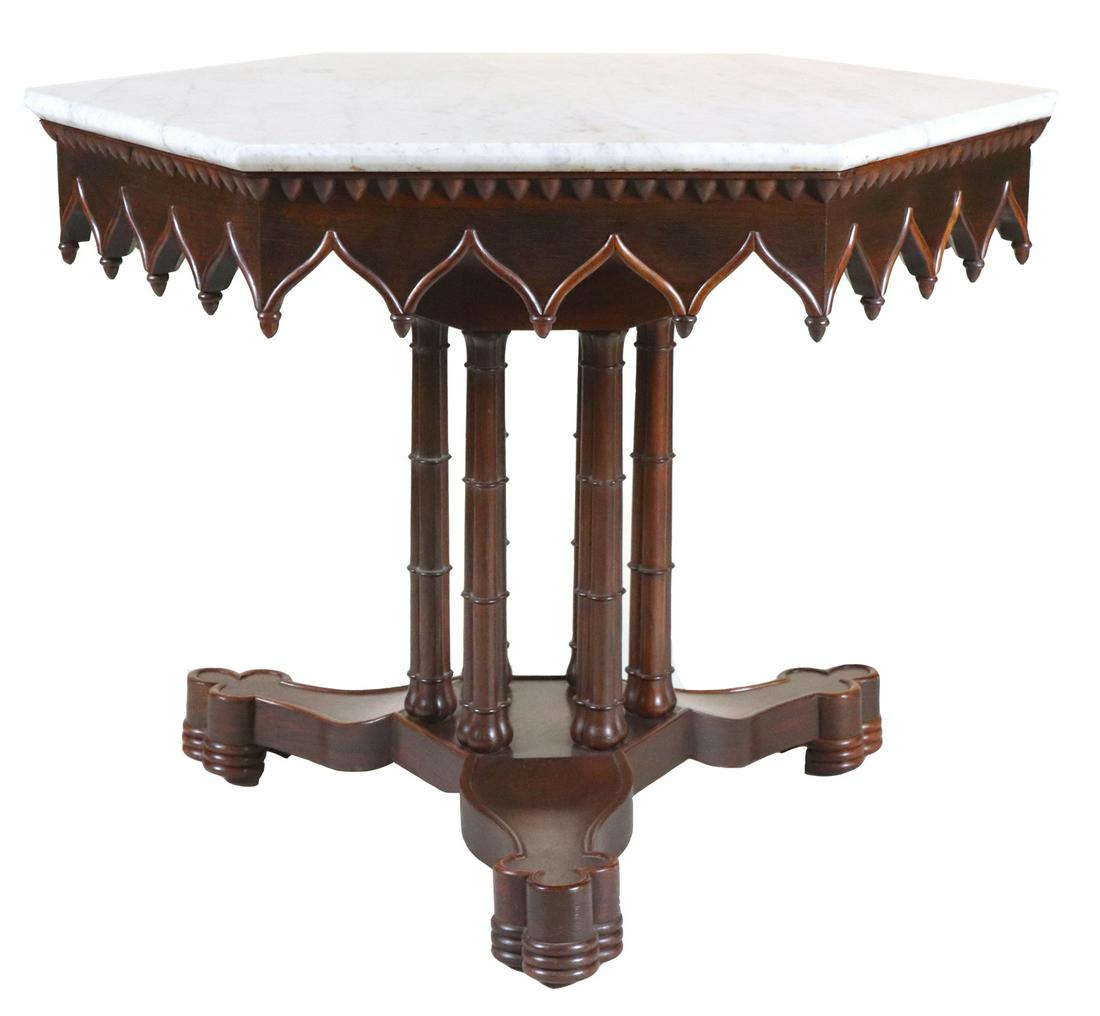 Gothic Revival Cluster Column Rosewood Table - Jan 26, 2023 | Nye ...