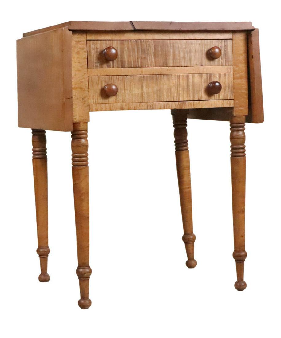 Birdseye Maple Drop Leaf Side Table