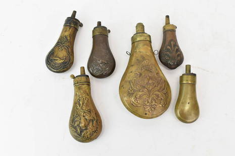 (4) Vintage & Antique Powder & Shot Flasks