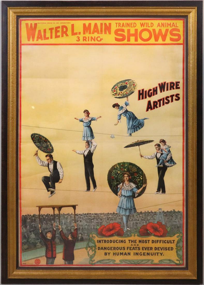 Walter L. Main Circus Poster, High Wire Artists - Mar 08, 2023 | Nye ...