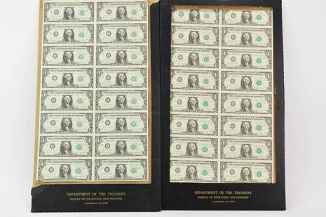 Full Sheet Of 32 Uncut 1985 Us Dollar Bills