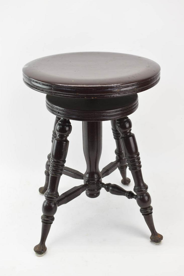 Vintage Adjustable Painted Wood Piano Stool