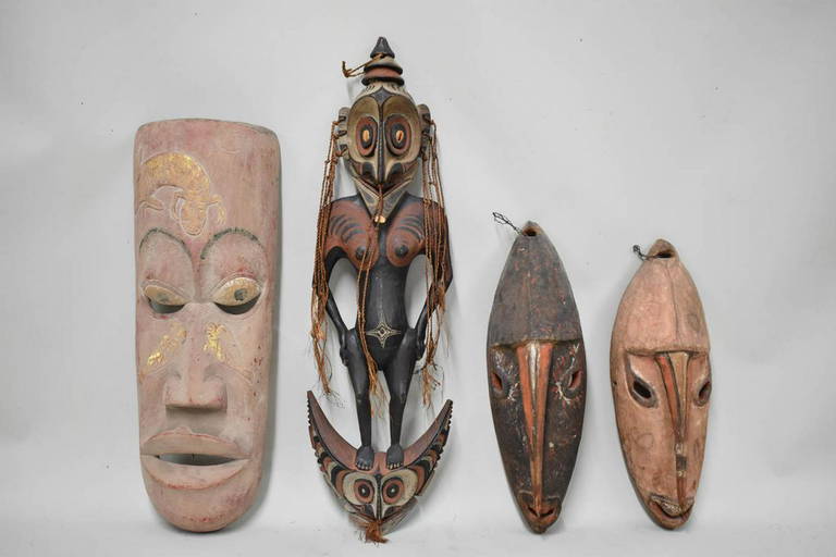 Three Tribal Painted Wood Masks