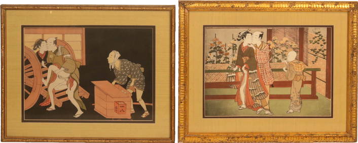 Eight Japanese Shunga Paintings