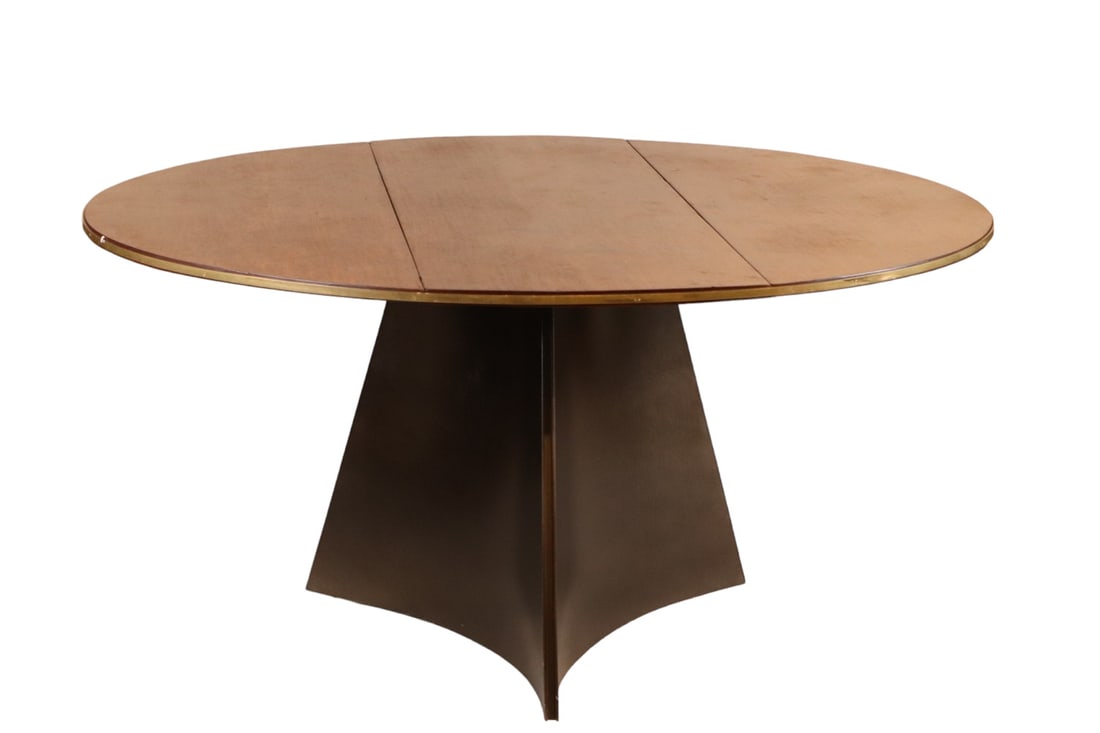 Gerald Bland Wood & Black Metal Base Center Table Auction