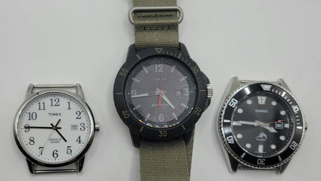 Timex Solar/quartz Watches W/casio Dive Watch Auction