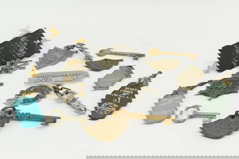 Group Of Vintage Hotel Key Fobs And Keys