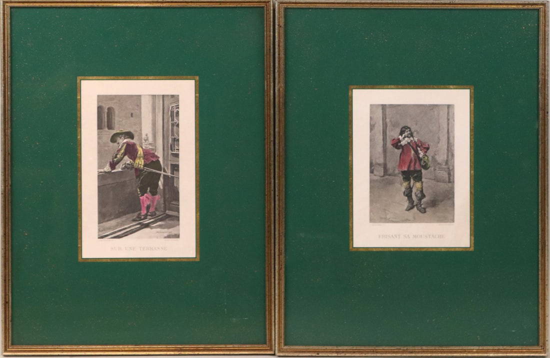 Two Jean Meissonier Prints Of French Dandies Auction
