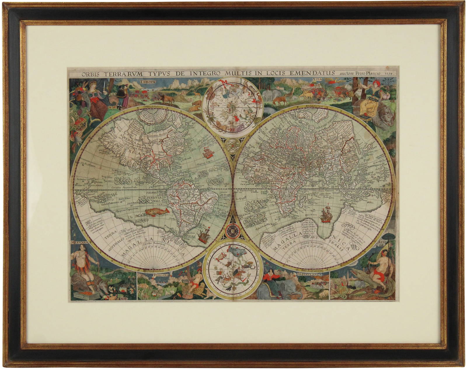 Petrus Plancius, Engraved World Map Auction