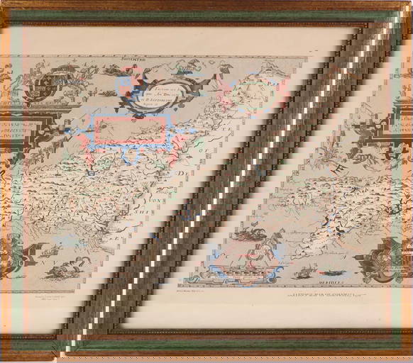 After Christopher Saxton, Map Of Cornwell