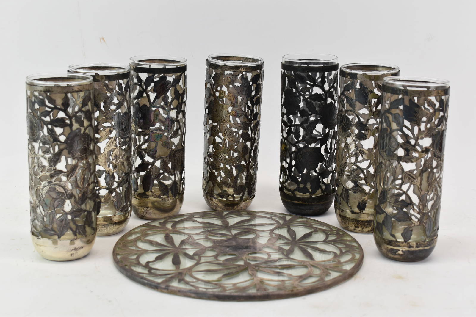 Set Of Six Sterling Silver Drinking Glass Sleeves Auction