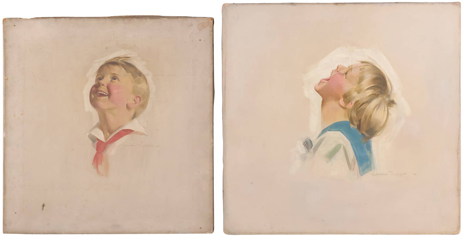Cushman Parker, American 1881-1940, Two Illustrations Of Boys, Oil On ...