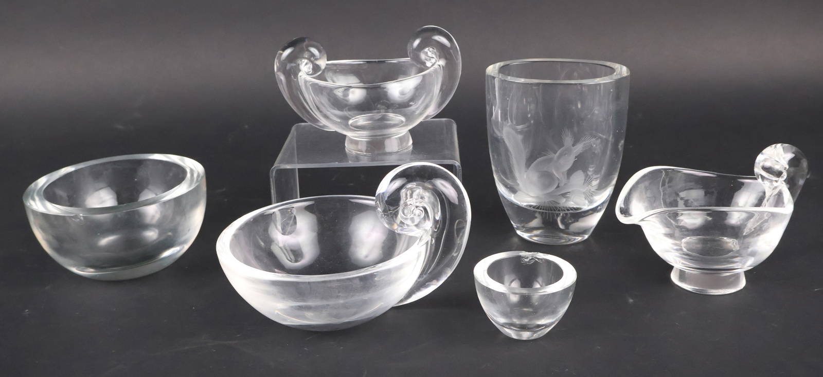 Three Steuben Colorless Glass Items Auction