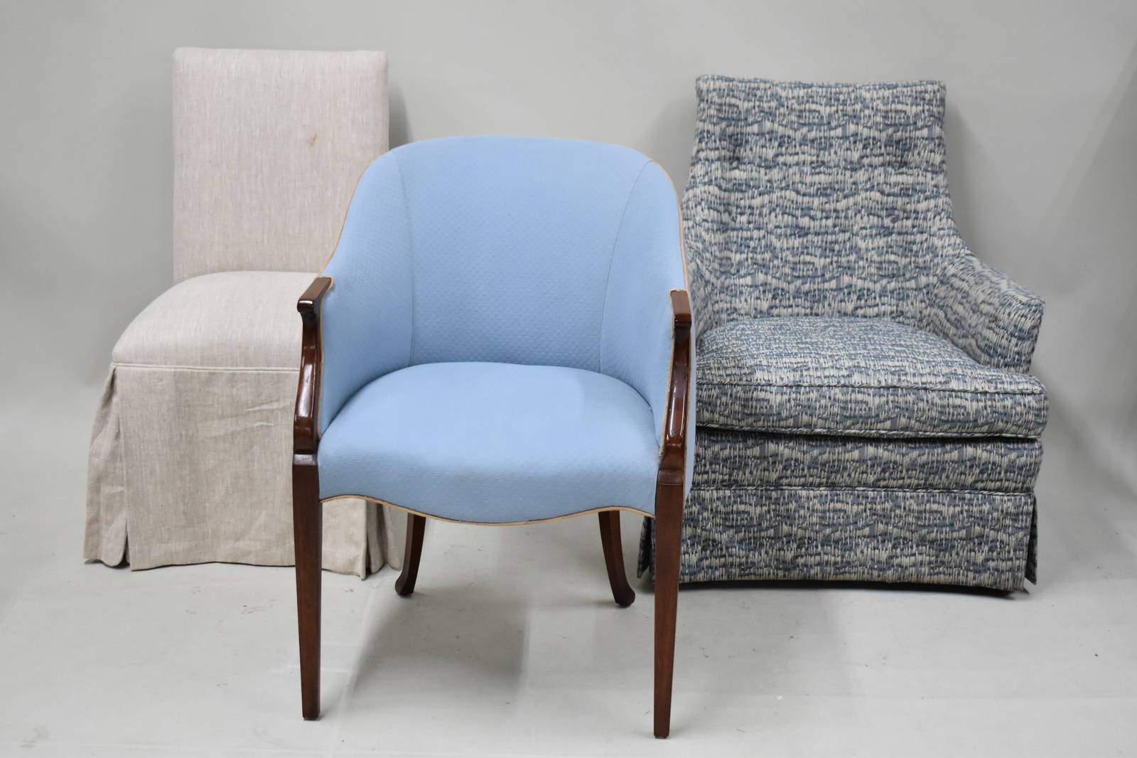 Group Of Three Assorted Modern Resting Chairs Auction