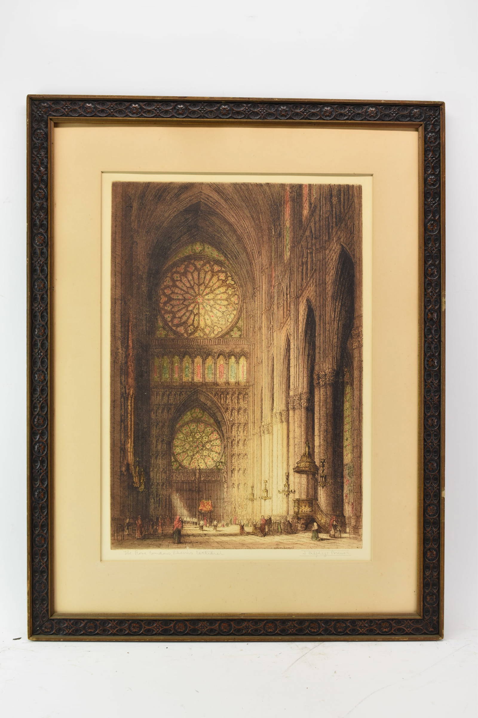 The Rose Window Reims Cathedral Signed Colored Print Auction