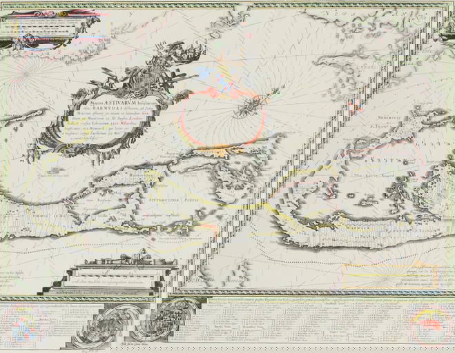 Willem Janszoon Blaeu, 1571 1638, Map Of Bermuda, Hand Colored Engraving