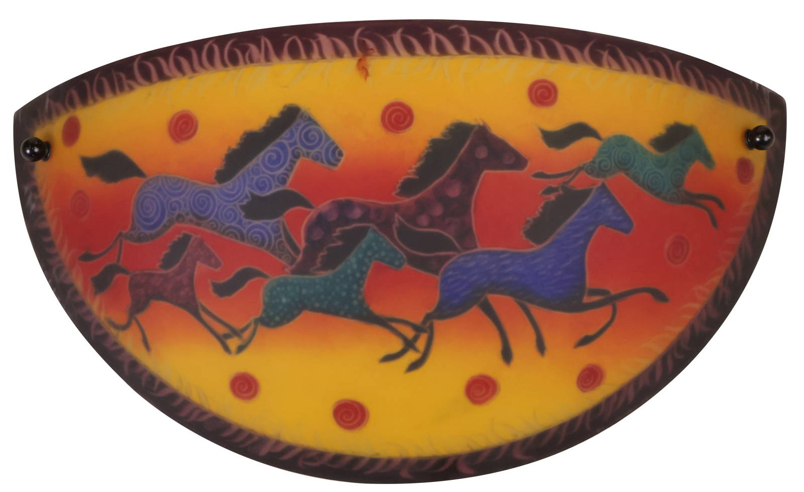 Ulla Darni, Sunset Horses, Painted Light Fixture Auction