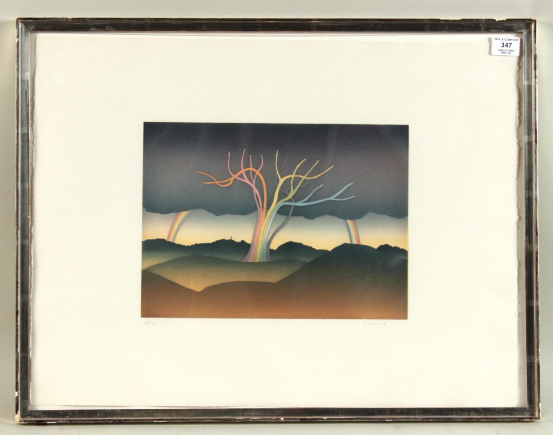 Lithograph, "Over the Rainbow," Jean-Michel Folon