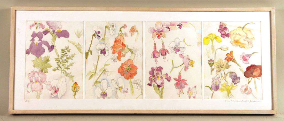 Watercolor, Polytych Flowers, Ora Lerman - Nov 03, 2015 | Nye & Company ...