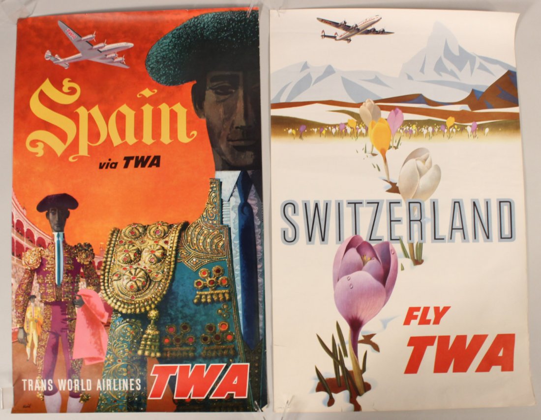 Two David Klein Twa Travel Posters