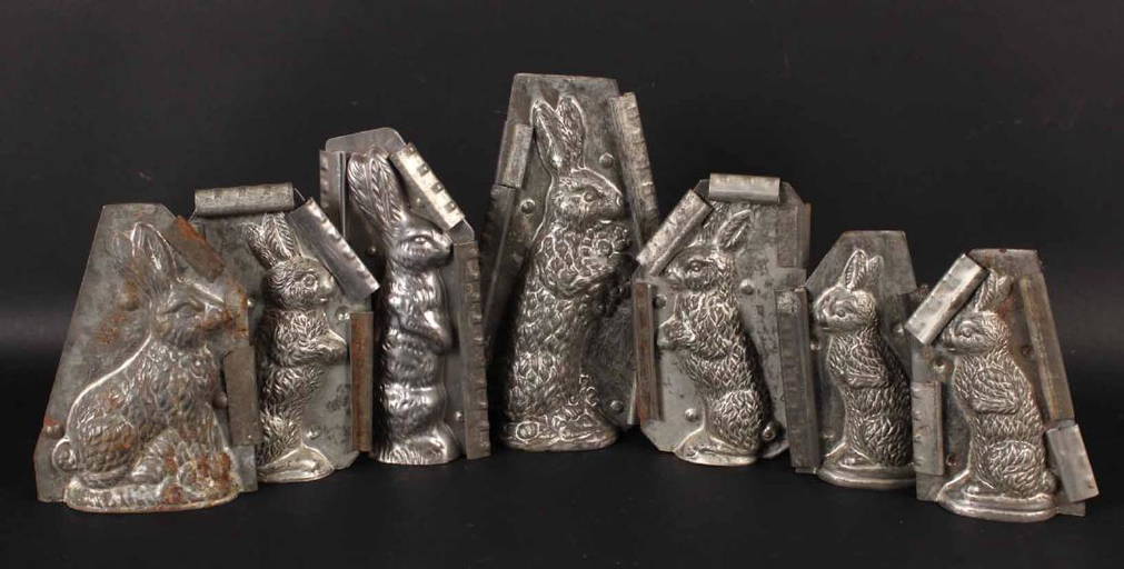 Seven Vintage Bunny Chocolate Molds