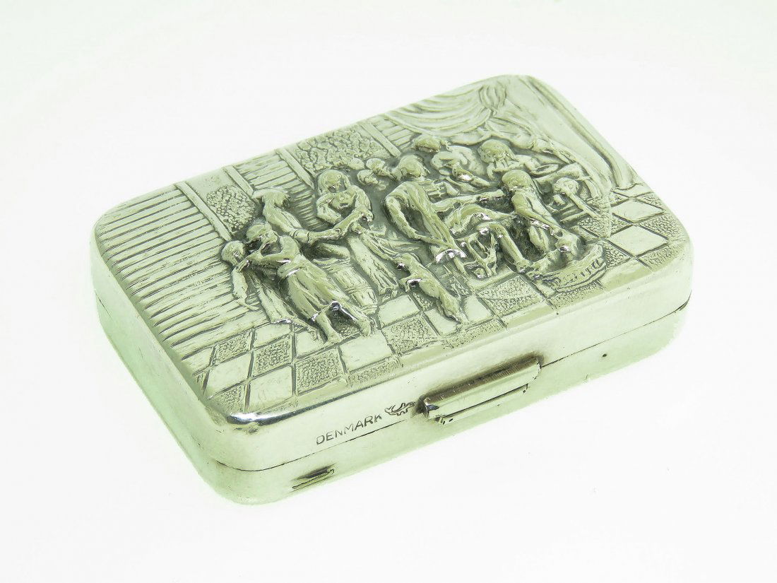 HANS JENSEN DENMARK REPOUSSE SILVER PILL BOX