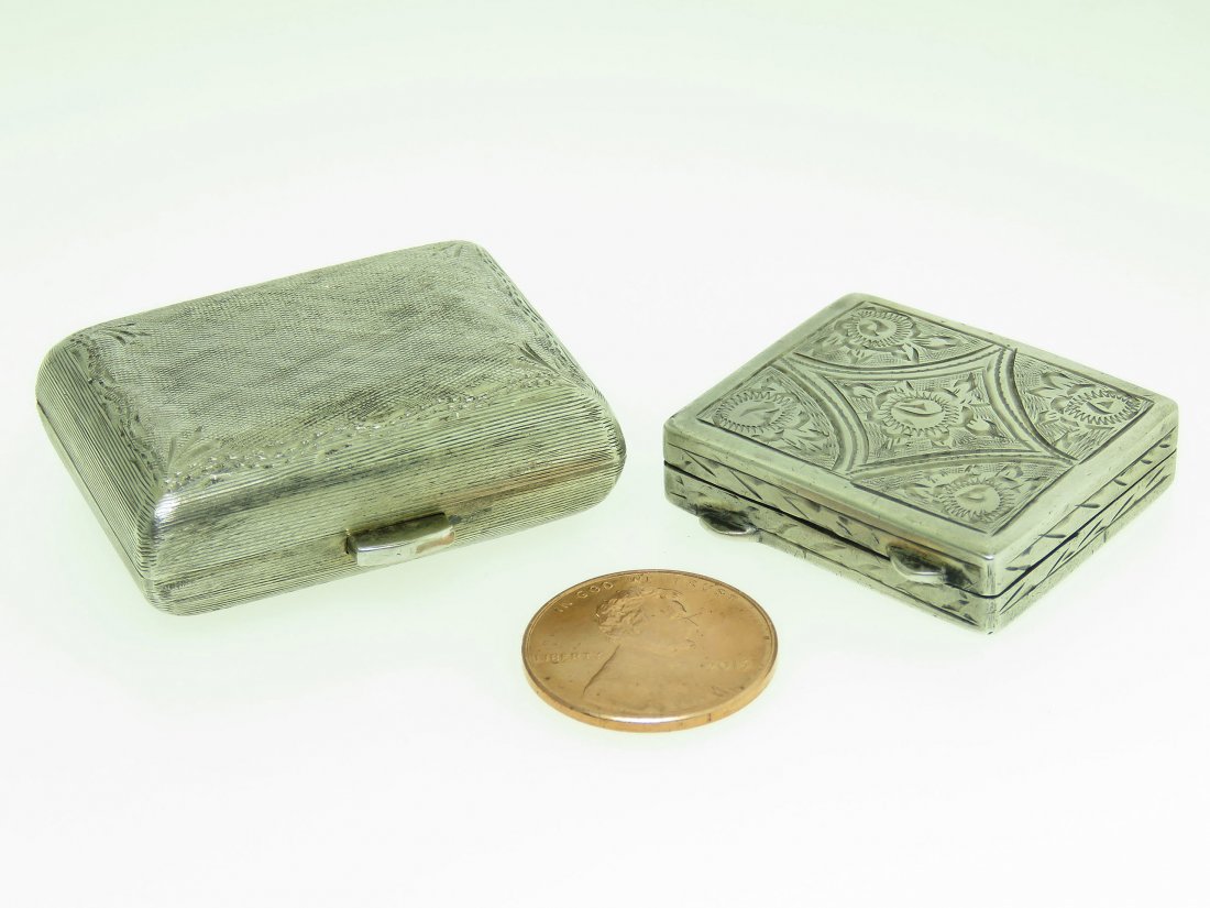 Lot (2) Antique German Silver Pill Boxes