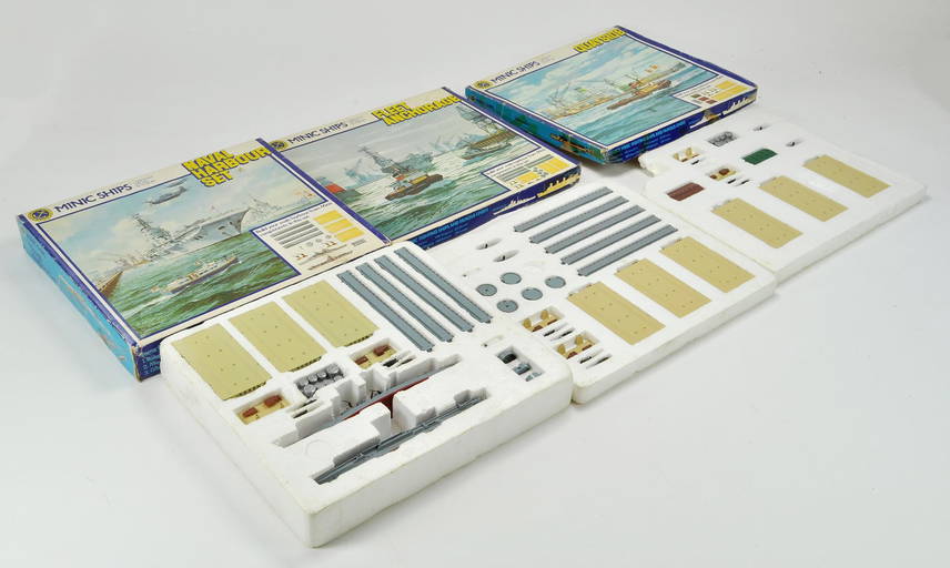 Trio Of Minic Ship Sets Including Naval Harbour Set,