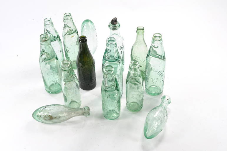 A Collection Of 14 Cod Bottles.