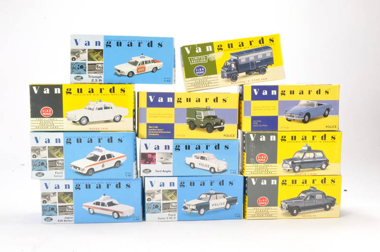 Vanguards (police Related) Diecast Comprising Boxed Issues As Shown, Mostly With Faults, Mirrors