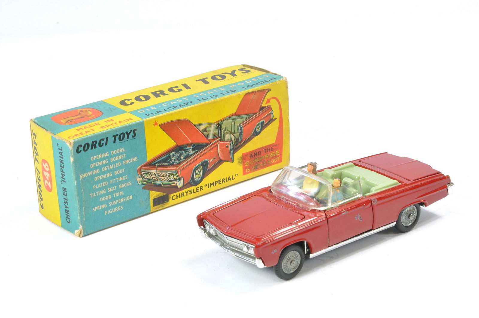 Corgi No. 246 Chrysler Imperial. Red With Olive Green Interior. Good ...
