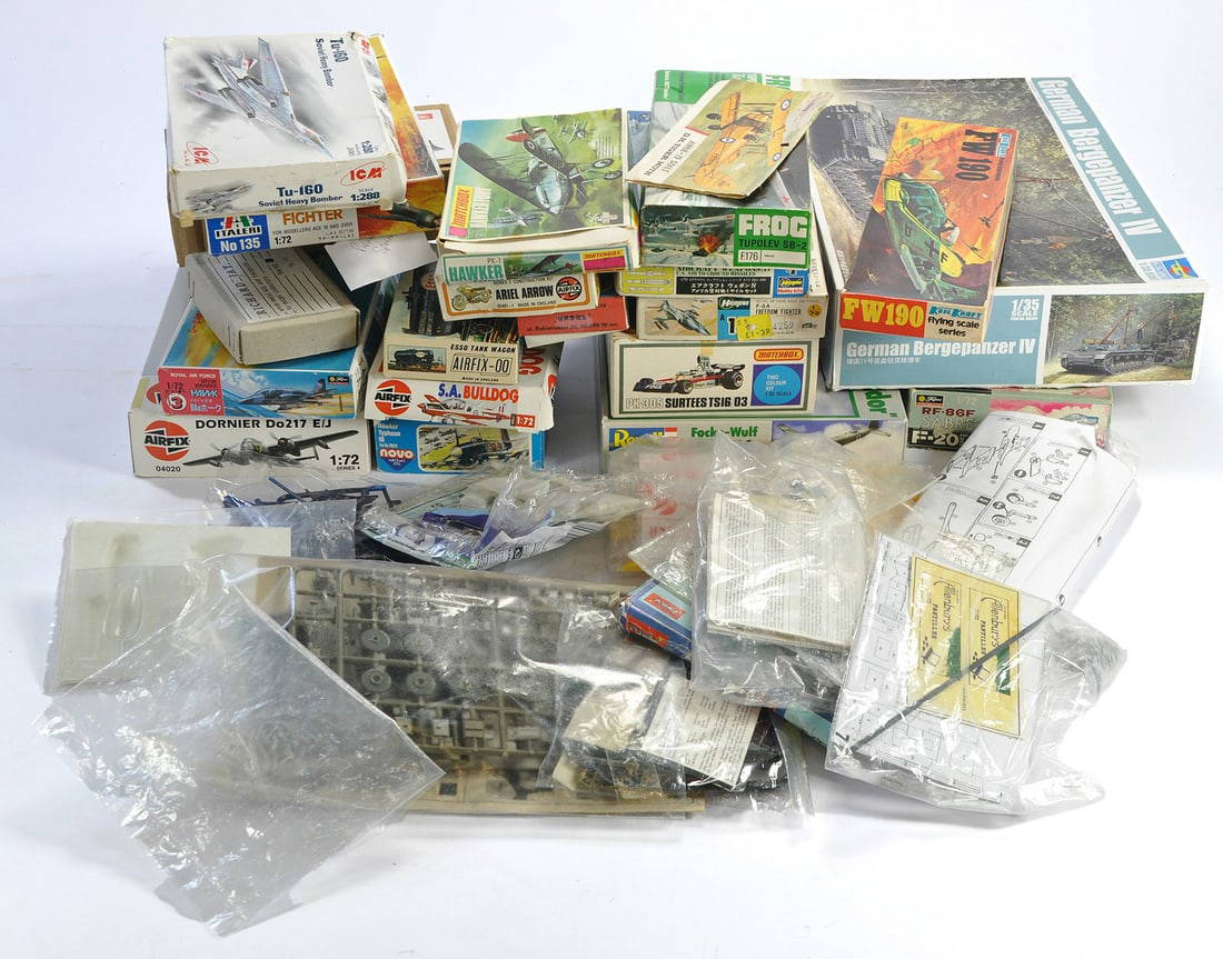 An Assortment Of Plastic Model Kits From Various Makers. Most Appear ...