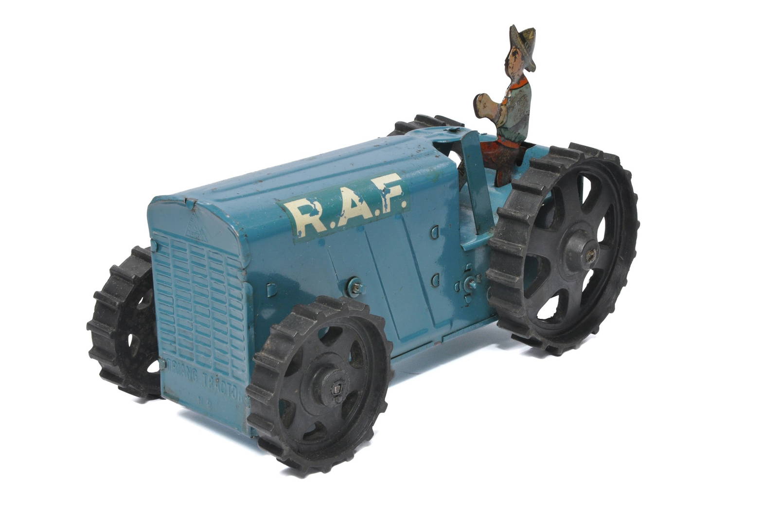 Triang No. 2 Mechanical Tinplate Raf Crawler Tractor In Blue. In Good ...