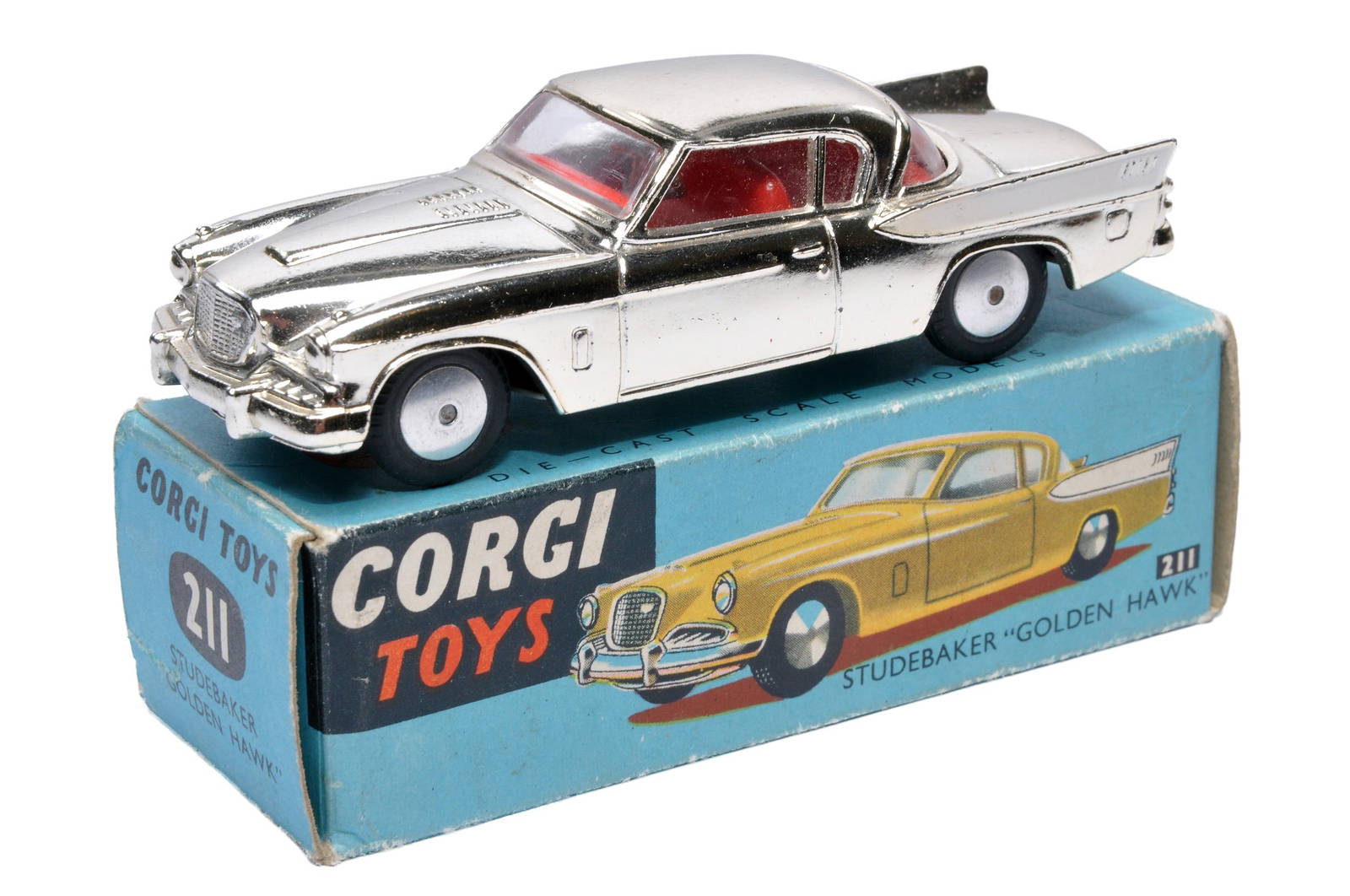 Corgi No. 211 Studebaker Golden Hawk. Gold Plate / White Flash With Red ...
