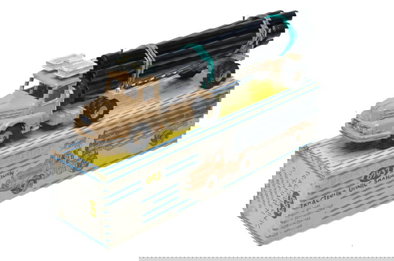 French Dinky No. 893 Unic Sahara Tractor With Pipe Trailer And Load ...