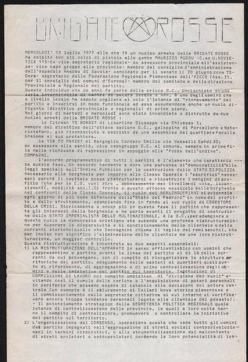 Brigate Rosse (Red Brigades) - Propaganda flyer "Mauruzio Puddu" (#0374 ...