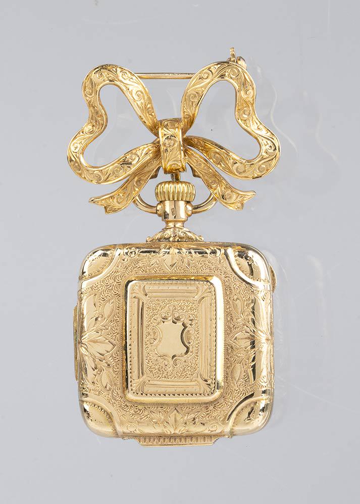 Perret & Fils: Pocket Watch With Gold Brooch - Geneva Ca. 1900 Auction