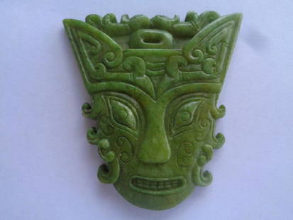 Chinese Natural Green Jade Amulet