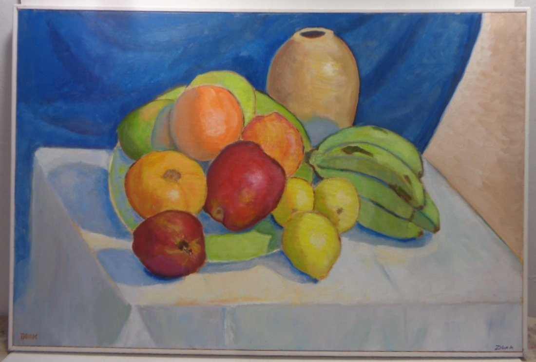 Original Signed Doak Still Fruit Painting on Canvas
