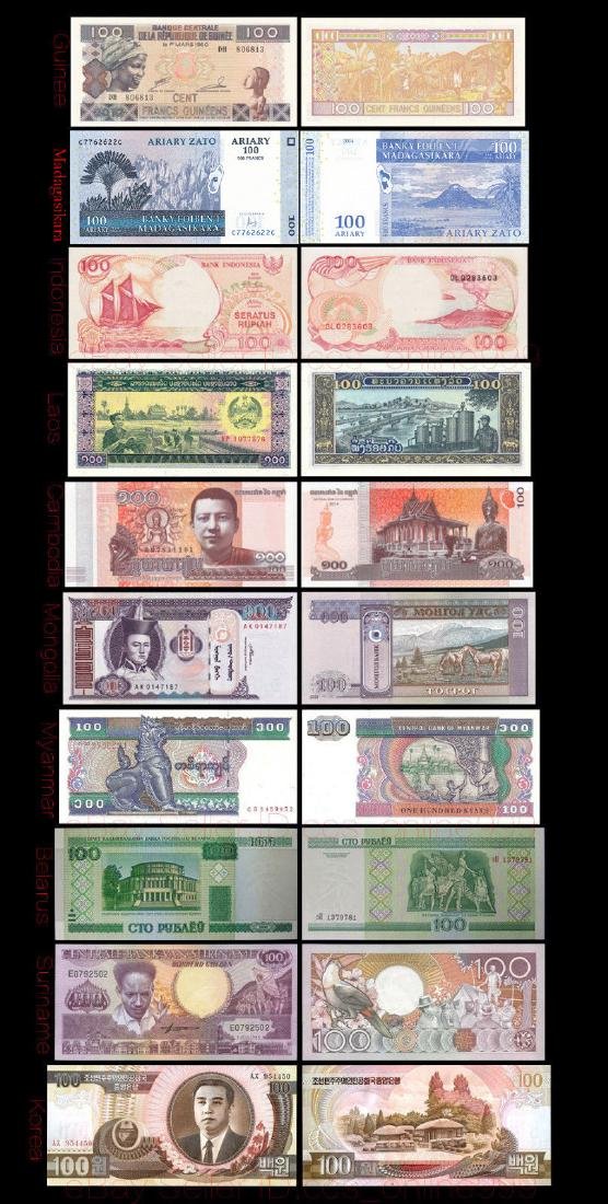 10Pcs Banknotes 10 Different Countries Paper Money